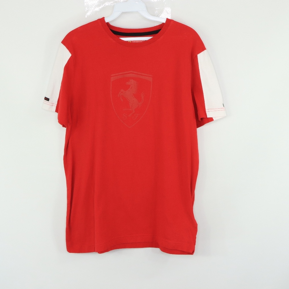 Scuderia Ferrari Mens Large Crest Logo T Shirt Red - Gem